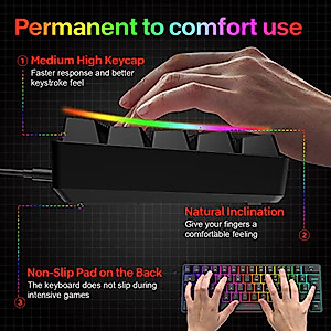 SELORSS ZIYOULANG T60 60% Compact Mechanical Gaming Keyboard RGB Chroma Type C Ergonomic Mini Keyboard UK Layout 12000DPI Gaming Mouse Honeycomb Shell for PC/PS4/PS5/Xbox(Blue Switch)