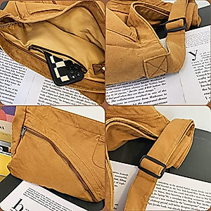 Canvas Cross Body Bag Purses for Women Black Unisex Messenger Crossbody Handbags Women's Tote Bag with Zipper Pockets Hand Bags Medium Womens Hobo Bags Shoulder Bag for Travel Teen Girls for School