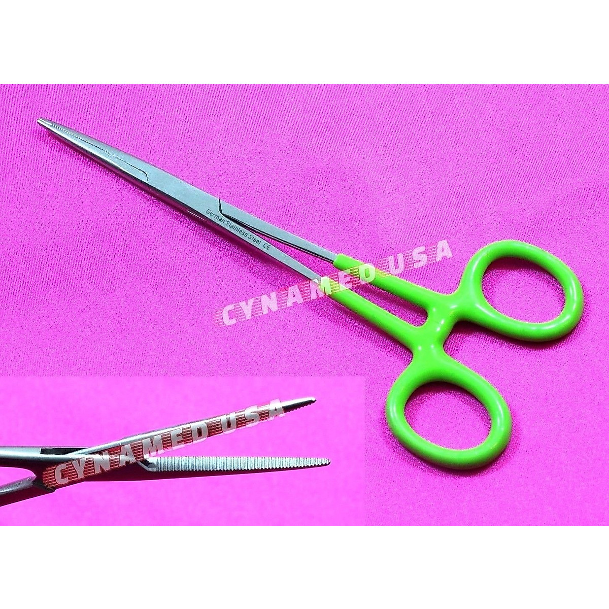 German Stainless New Vinyl 6.25" Straight + Curved Hemostat Forceps Locking Clamps Stainless Steel (CYNAMED Brand)