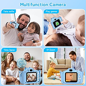 MIBIO Upgraded Kids Camera, 48MP HD Digital Selfie Camera for Toddlers, 1080p Video Camera for Kids, Christmas Birthday Gifts Toys for Boys Girls for Age 3 4 5 6 7 8 9 10 11 12 Years Old - 32 GB Card
