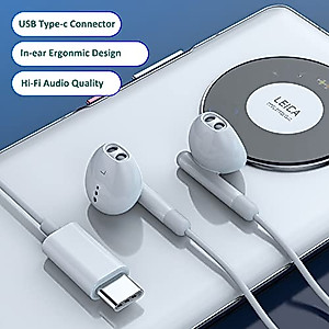 USB C Headphones, USB Type C Earphones HiFi Stereo USB C Wired Earbuds with Microphone Volume Control Noise Canceling for iPad Pro, Samsung S23 Ultra S22 S21 S20 FE Note20, Pixel 7 6 5, OnePlus 10