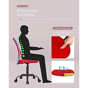 Office Chair Desk Chair Computer Chair with Lumbar Support Ergonomic Mid Back Mesh Adjustable Height Swivel Chair Armless Modern Task Executive Chair for Women Men Adult, Red