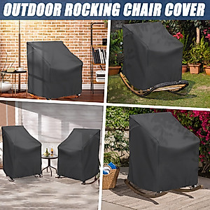 TORUTA Outdoor Rocking Chair Cover 27.5" L x 32.5" D x 39" H Grey 420D Waterproof Oxford Fabric Production Patio Furniture Rocking Chair Covers (Black-1 pack, 27.5" L x 32.5" D x 39" H)