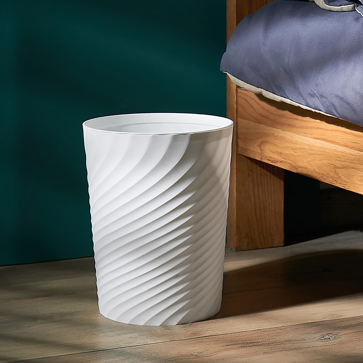 HOLTPHILI Small Bathroom Trash Can 1.8 Gallon Wastebasket Recycling Bin for Bedroom Office Kitchen (Black White, 2 Pack)