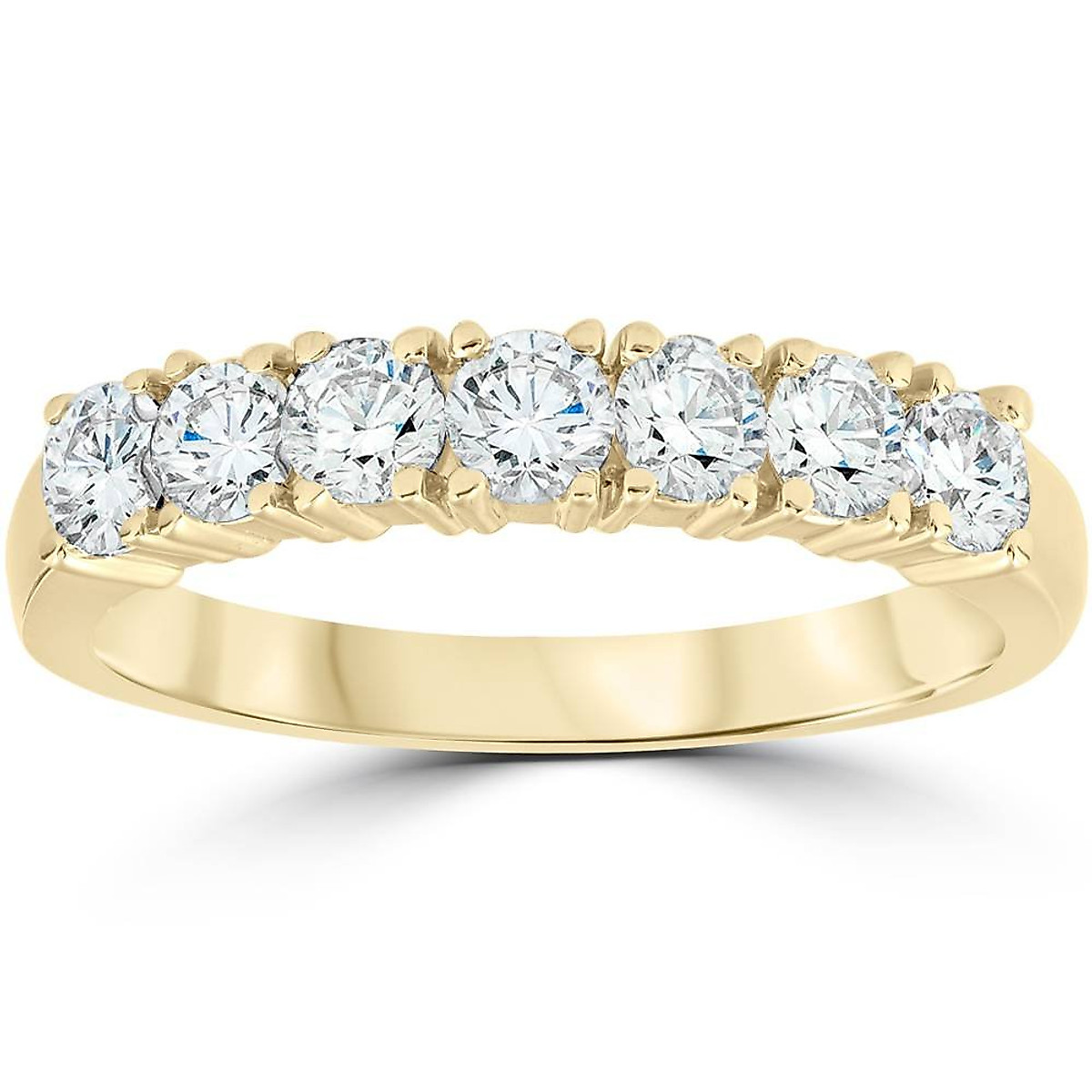 P3 POMPEII3 1ct Diamond Wedding Ring Anniversary 14k Yellow Gold 7-Stone Womens Band - Size 6.5