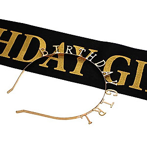 Zonon Birthday Headbands Birthday Girl Satin Sash and Tiara Birthday Crown for Girls Women Birthday Party Supplies