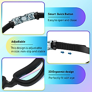 Flutesan 2 Pack Swim Goggles No Leaking Swimming Goggles Waterproof Swim Glasses Polarized Goggles for Adult (Green, Silver)