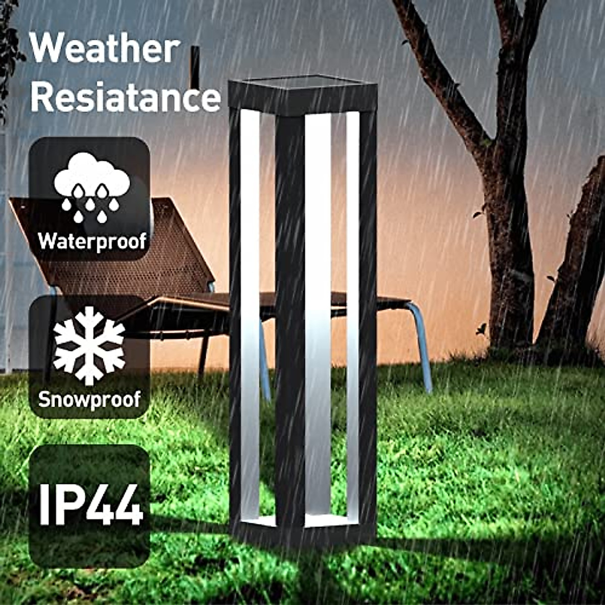 Solar Pathway Lights Outdoor Waterproof 19", 4 Pack Outdoor Floor Lamps Stainless Steel Decorative, Solar Path Lights for Walkway Pathway Yard Garden Patio Driveway