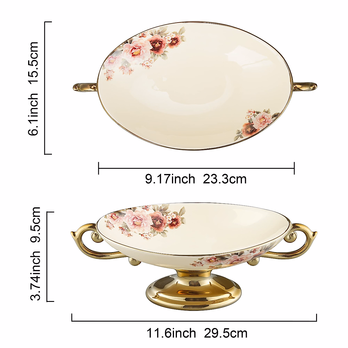 fanquare Floral Footed Fruit Bowl for Party, Fruit Holder for Kitchen Countertop, Decorative Bowls for Centerpieces