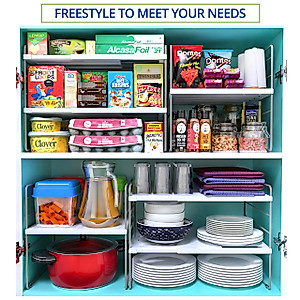 YAN & HIN 3-Tier Pantry Cabinet Organizers and Storage Adjustable Height and Expandable Kitchen Plastic Wrap Organizer Sturdy Aluminum Foil Countertop For Cupboard Multi-Purpose Use