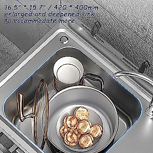 IOXGSGI Free Standing Stainless-Steel Single Bowl Commercial Restaurant Kitchen Sink Set W/Faucet & Drainboard, Prep & Utility Washing Hand Basin Wwworkbench & Double Storage Shelves (39.5In)