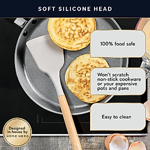 Home Hero 33 Pcs Kitchen Cooking Utensils Set, Non-Stick Silicone Cooking Kitchen Utensils Spatula Set with Holder, Wooden Handle Silicone Kitchen Gadgets Utensil Set (33 Pcs - Khaki)