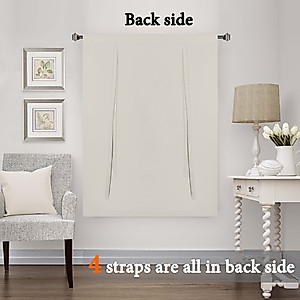 H.VERSAILTEX Blackout Room Darkening Curtain Balloon Curtains & Tie-up Curtains Bathroom Window Curtains Short Rod Pocket Curtain Panel - 42" Wide by 63" Long - Solid in Ivory/Cream