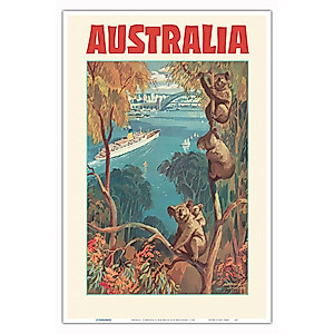 Australia - SS Mariposa SS Monterey - Vintage Ocean Liner Travel Poster by Louis Macouillard c.1960 - Master Art Print (Unframed) 12in x 18in