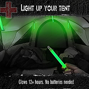 10 Ultra Bright Green Glow Sticks - Individual Packed With Lanyard - For Camping, Emergency Survival - Glow Lights for Blackouts, Hurricane and Storms- 6 Inch Chem Light Sticks with 12 Hour Duration