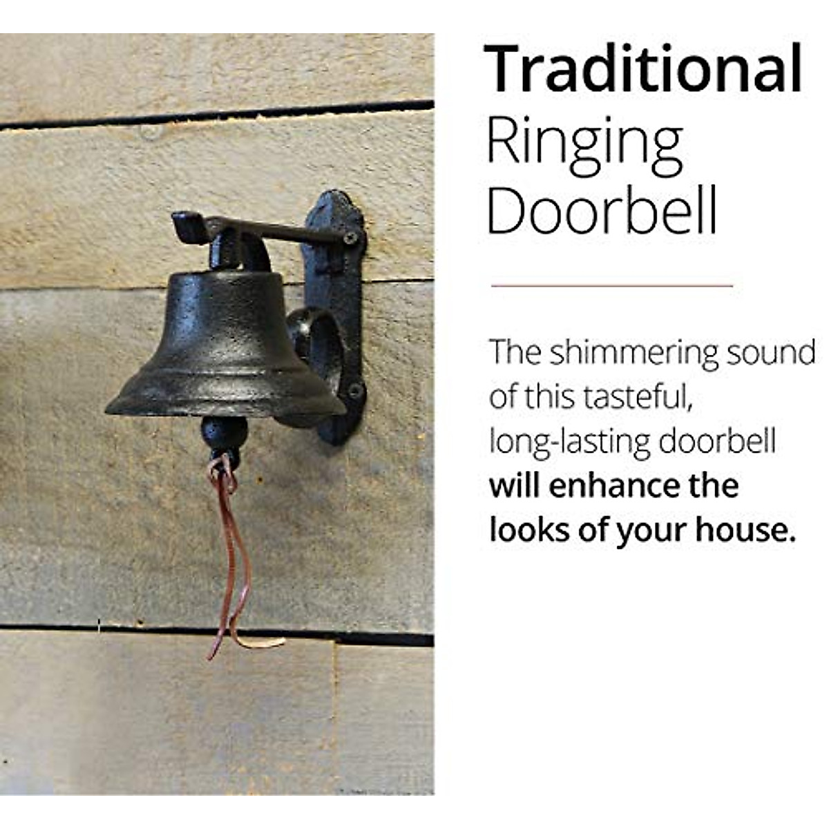 NACH JS-90-091 Classic Fine Cast Iron Rustic Hanging Doorbell, 8.5 x 5 x 6.5 Inches, Small, Black