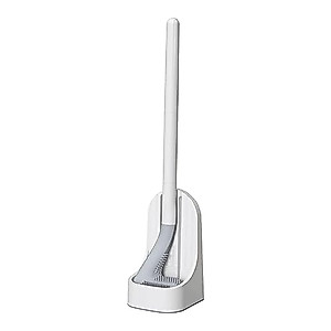 Silicone Toilet Bowl Brush Wall Mounted Floor Toilet Brush Plastic Toilet Cleaner Brush and Holder Set 3.4 X 3.5 X 16 Inch