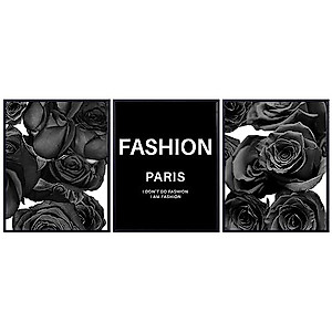 Quote Set - Glam Wall Decor Art print Set - Chic Modern Fashion Design Home Decor for Bedroom, Living room, Bathroom, Office - Luxury Gift for Women, Fashionista - Elegant Black 3-8x10 Unframed