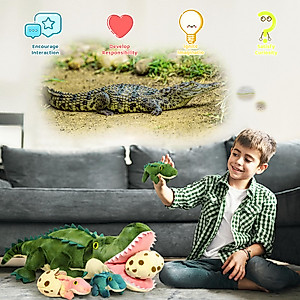 MorisMos Plush Alligator Stuffed Animal with Baby Alligators,23.6'' Mommy Stuffed Alligator with 3 Baby Crocodile Stuffed Animals & 3 Plush Eggs,Lifelike Alligator Toys for Kid Birthday