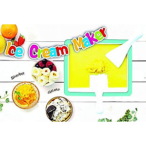 Ice Cream Maker/Pan/Roll - Frozen Yogurt, Sorbet, Gelato - Family Fun, Healthy Alternative DIY at home (Turquoise)