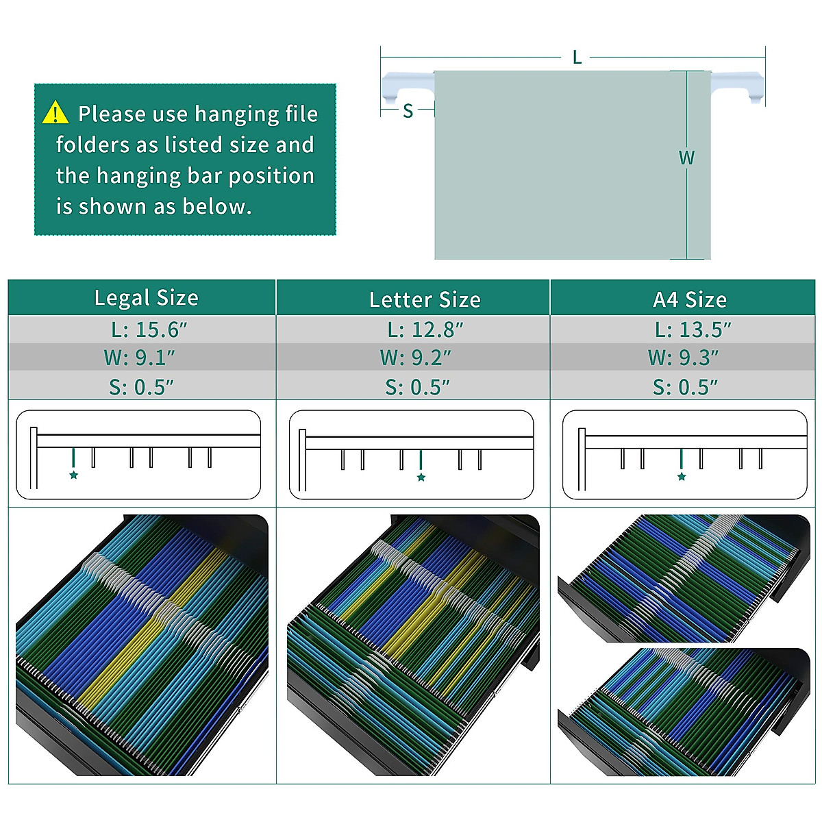 YITAHOME 3-Drawer Mobile File Cabinet with Lock, Office Storage Filing Cabinet for Legal/Letter Size, Pre-Assembled Metal File Cabinet Except Wheels Under Desk -Black