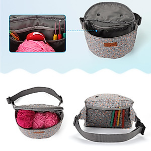 Hanfetch Yarn Crossbody Waist Bag Small Yarn Storage Organizer for Yarn Skeins-Organizer for Crochet Hooks and Other Accessories (Tulip-Orange)