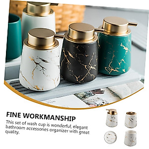 Cabilock 2 Sets Bathroom wash Set Bathroom Decorations Tooth Brushing Holder Toothbrush Tumbler Bathroom Cups Lotion Container Empty Soap Tray Storage Tank White Ceramics handwashing Fluid