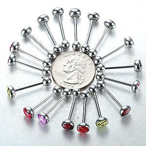 Drperfect 30pcs Fancy Words Pictures Logo Stainless Steel Straight Barbells Tongue Rings Bars Piercing Jewelry