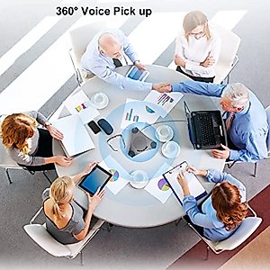 Conference Speaker and Microphone, 360° Omnidirectional USB Speakerphone Microphone with USB Hub, Noise Reduction/Echo Cancellation Computer Microphone for 8-10 People Business Conference, Home Office