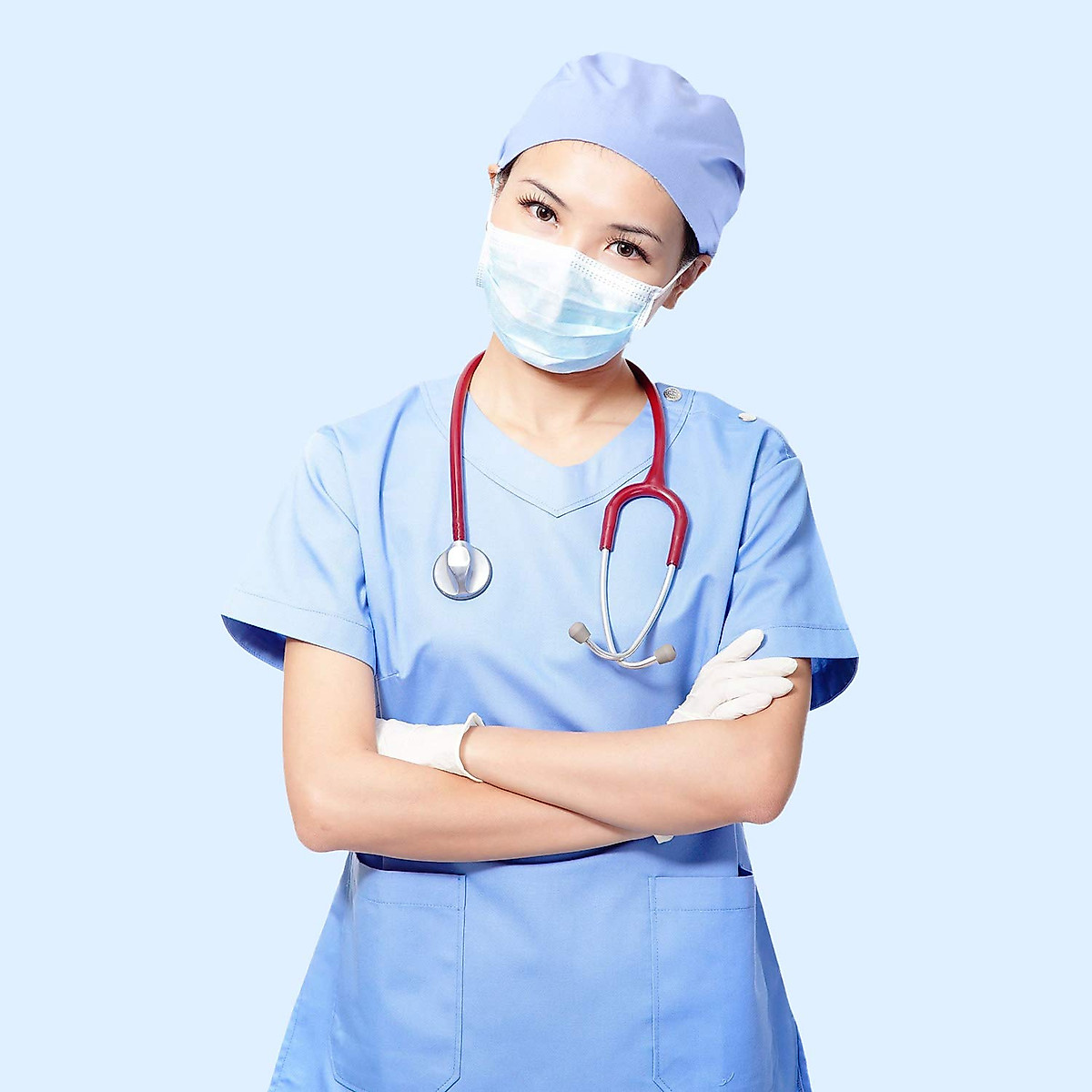 Syhood 6 Pieces Bouffant Caps with Buttons and Sweatband Adjustable Gourd-Shaped Tie Back Hats for Women Men