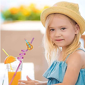 24 Pieces Cinco De Mayo Party Plastic Drinking Straws,Reusable Drinking Straws,for Mexican Fiesta Themed Birthday Party supplies,8 Styles