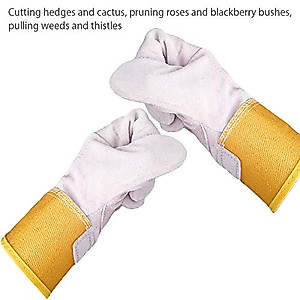 WINGOFFLY Thornproof Cowhide Leather Gardening Gloves Rose Pruning Planting Working Gloves