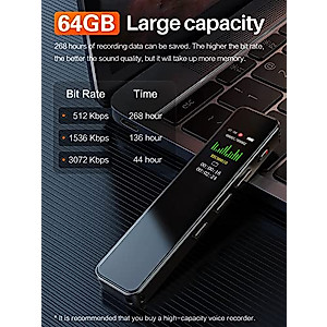 64GB Digital Voice Recorder,Fillman Voice Activated Recorder,Small Tape Recorder with Speaker, Voice Recorder for Lecture,Meetings,Class,HD Audio Dictaphone,Intelligent Noise Reduction,MP3 Player