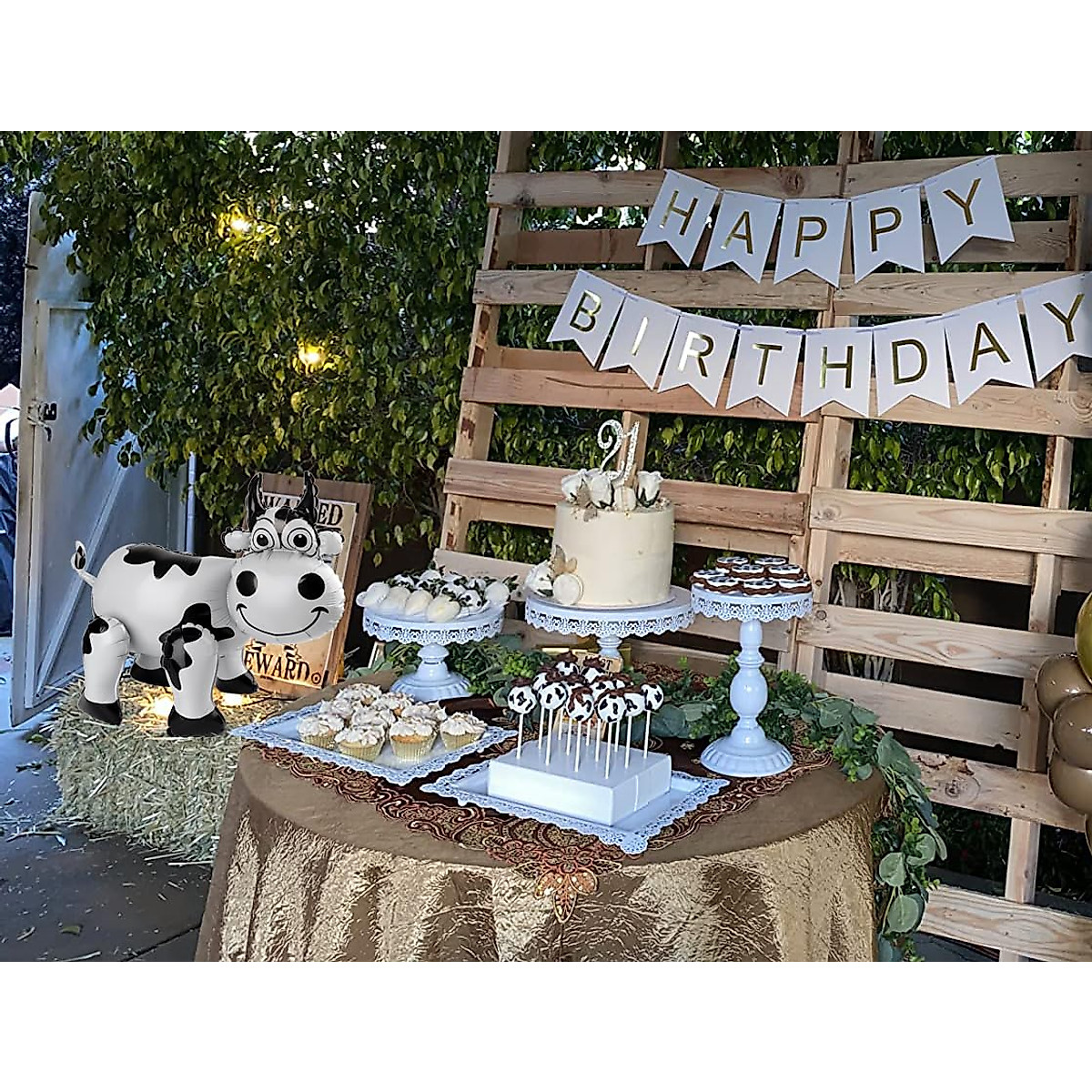 3D Cow Balloon for Western Cowboy Party Decorations,Cute Self Standing Cow Balloons for Western Cowgirl Theme Birthday Party Favor Supplies Decor