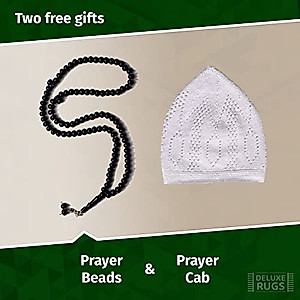 DELUXERUGS Muslim Prayer Rug, Islamic Turkish Prayer Rugs, Prayer Mats for Women and Men, Praying Rugs Islam, Great Ramadan Gifts for Muslims (Dark Green)