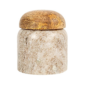 Creative Co-Op Modern Marble Canister with Wood Lid, Natural