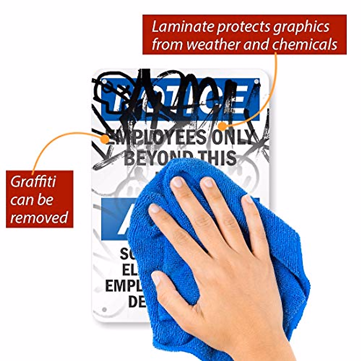 SmartSign - S-1225-B-AL-10 Notice - Employees Only Beyond This Point Bilingual Sign by | 7" x 10" Aluminum