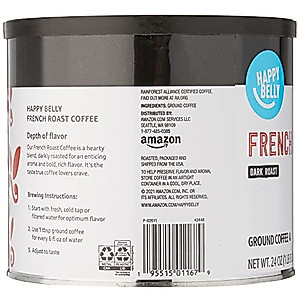 Amazon Brand - Happy Belly French Roast Canister Coffee, Dark Roast, 24 Ounce
