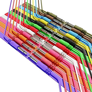 ExcelValley - 1-Pack - Mono Instrument Guitar Cable Patch Lead - TS 6.35mm 1/4" [Purple | 60 cm - 23.62"]