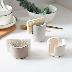 Selegna Diatomaceous Earth Sponge Holder - Drying Rack, Absorbent Stone Kitchen Sink Organizer, Beige (Small)