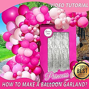 Hot Pink Princess Balloons Balloon Garland Arch Kit Birthday Party Supplies Decorations, Hot Pink Balloon Garland Arch Kit, Pink Balloons Decorations for Birthday Party