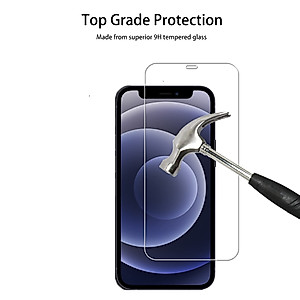HKKAIS Screen Protector For iPhone 12 mini Tempered Glass 2-Pack Camera Lens Protector Film 2-Pack with Easy Alignment Tool