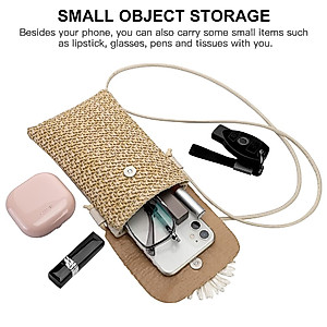 Soleebee Boho One Shoulder Crossbody Phone Bag Small Shoulder Bag Mini Wallet for Women Storage Bag Woven Leather Trim Phone Bag Compatible with Multiple Phone Sizes, Daisy A