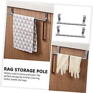 Zerodeko 2pcs Stainless Steel Towel Rack Over Door Towel Bar Over The Door Towel Holder Rattan Lamp Shade Cabinet Door Hanging Pole Cabinet Towel Holder Tea Towel Multifunction
