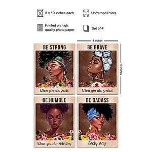 African American Women Wall Art - Be Strong Be Brave Be Badass Poster - Positive Inspirational Quotes - Black Art - Motivational Wall Decor - Encouragement Gifts - African American Woman - Black Women