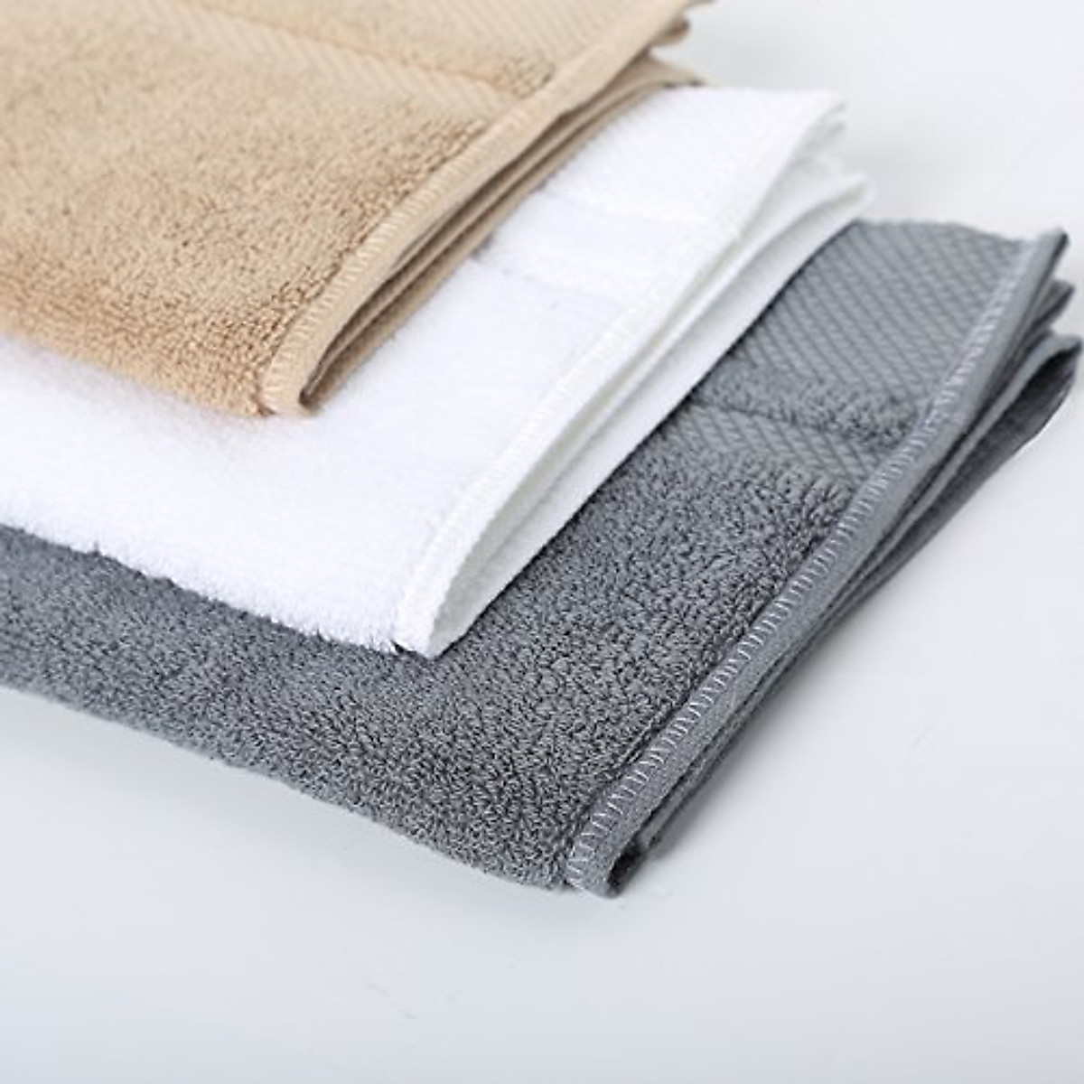 sense gnosis Hand Towel Set of 3 Premium 100% Cotton Ultra Soft Highly Absorbent Decorative Hand Towels for Bathroom Home Hotel Spa 13 X 29 Inch (White, Khaki, Grey)