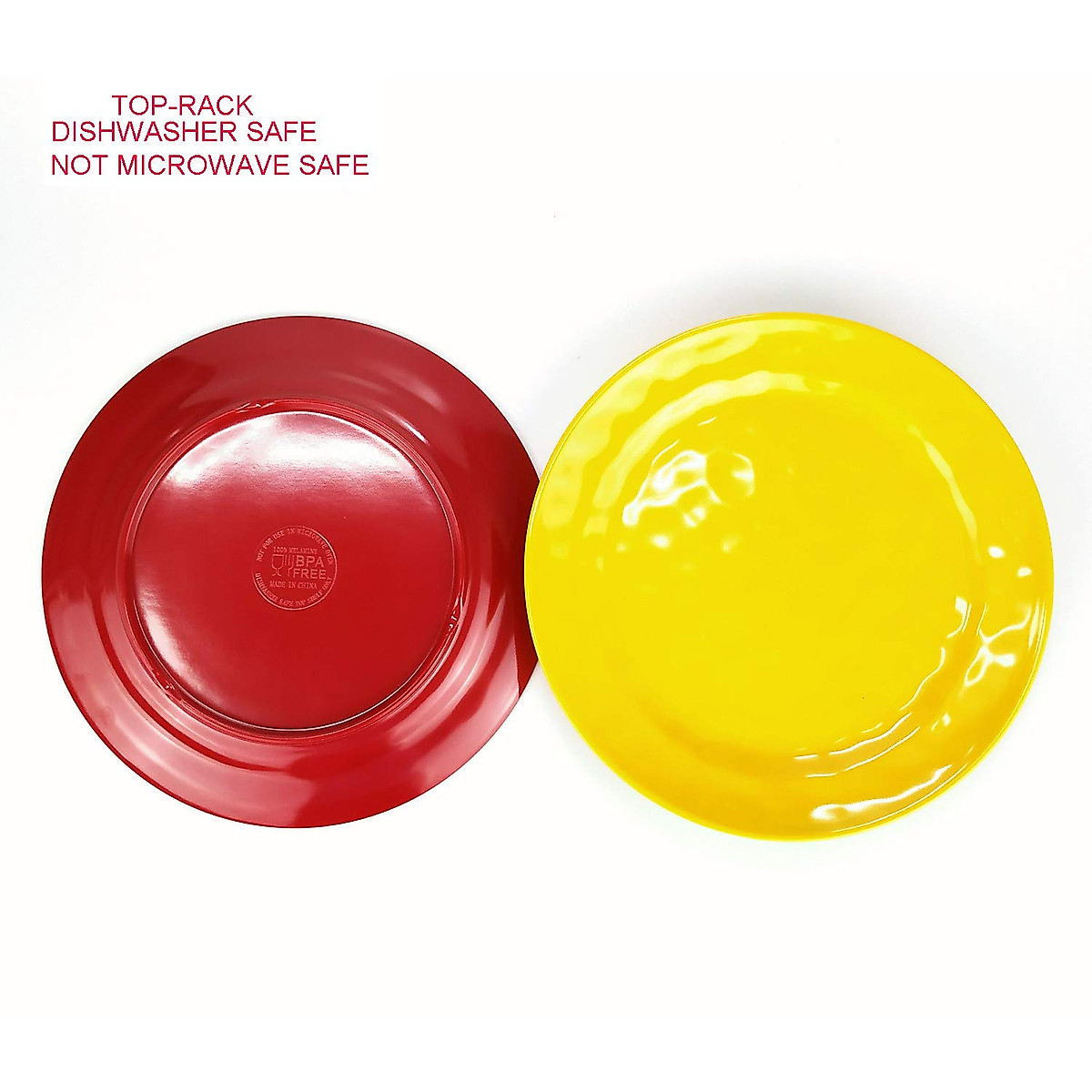 KX-WARE Melamine Plates Set of 6, 8-inch 100% Melamine Salad Plates for Everyday Use, Break-resistant and Lightweight, Multicolor