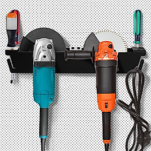 SOUJOY Angle Grinder Holders, 4 Bay Angle Grinder Stand, 2 Pack Polisher Power Tool Racks, Garage Wall Mount Bracket for Angle Grinders, Cutters, Screwdriver