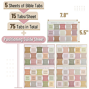 Mr. Pen- Bible Tabs, 75 Tabs, Boho Theme, Laminated Bible Tabs for Women and Men, Bible Tabs for Study Bible, Bible Index Tabs, Bible Book Tabs, Bible Labels Tabs, Mr Pen Bible Tabs