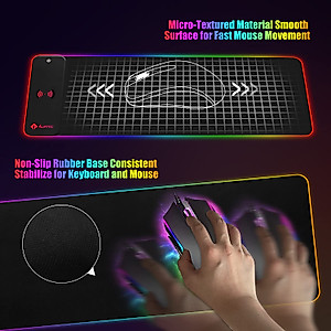 AURTEC RGB Gaming Mouse Pad with 15W Fast Wireless Charging, Extra Large Waterproof and Non-Slip Rubber Base Mouse and Keyboard Mat with 10 Lighting Modes, for Gaming, Working, PC, Mac.